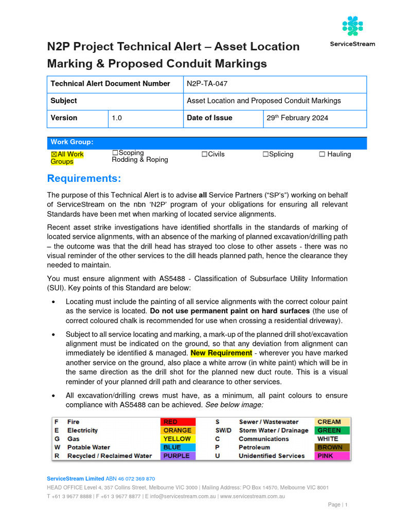 N2P-TA-047 - Technical Alert - Asset Location Markings | PDF