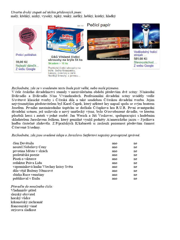 Velká Písmena, Přídavná Jména | PDF