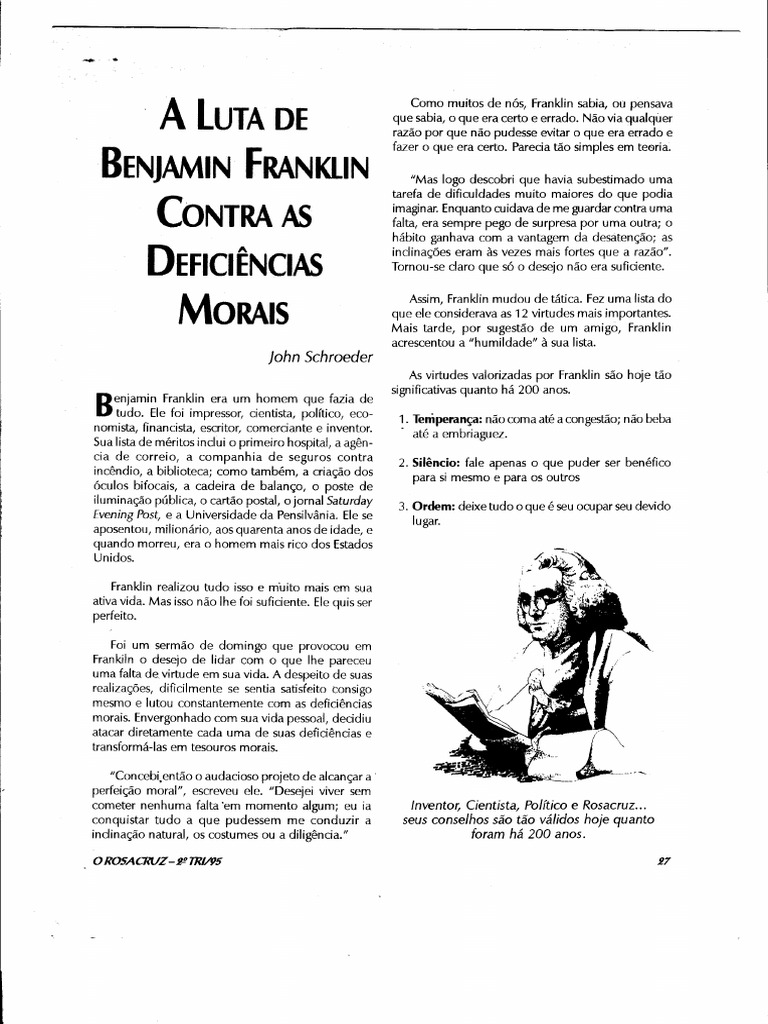 A Luta de Benjamin Franklin Contra Aas Deficiências Morais | PDF