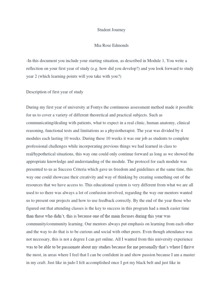 Reflecting on My First Year at Fontys | PDF | Learning | Cognition