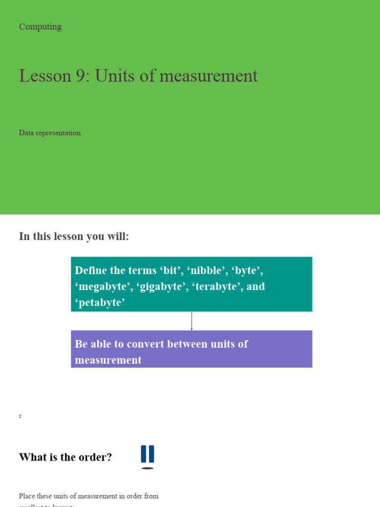 Lesson 9 - Unit of Measurement | PDF | Byte | Computer Science