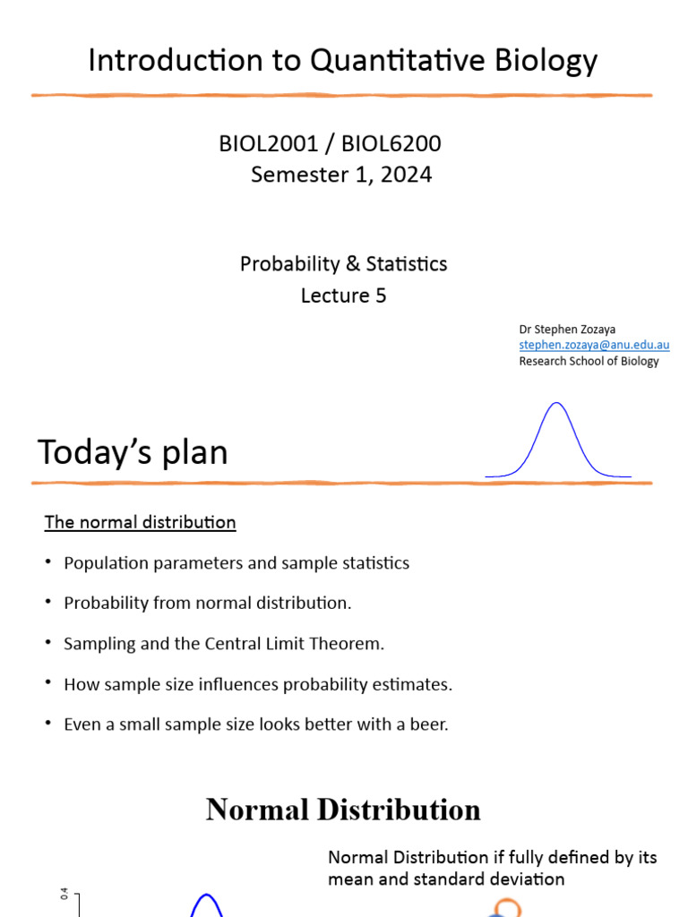 Biol2001 Stats-Lecture 5 | PDF | Standard Deviation | Normal Distribution