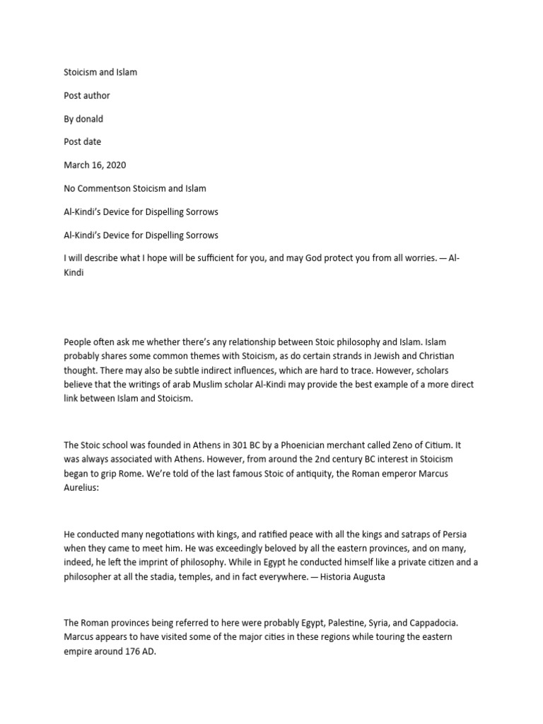 Stoicism and Islam | PDF | Stoicism | Seneca The Younger