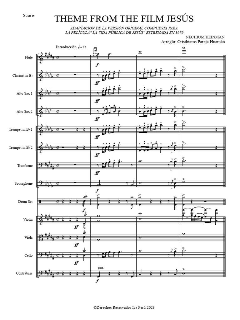 Film Score for Jesús (1979) | PDF | Orchestras | Aerophones