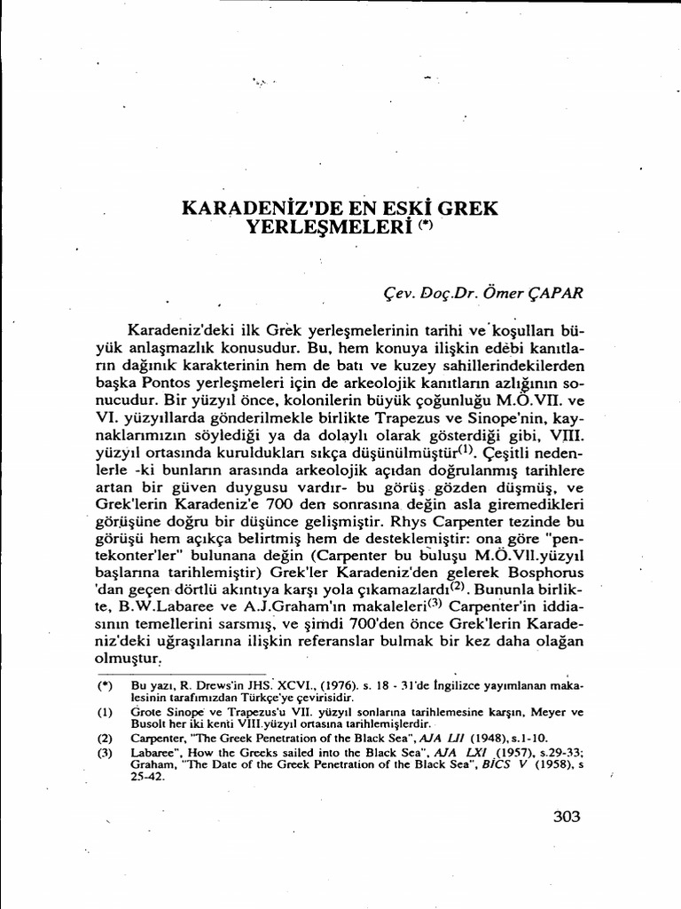Karadeniz Grek Yerleşmeleri | PDF
