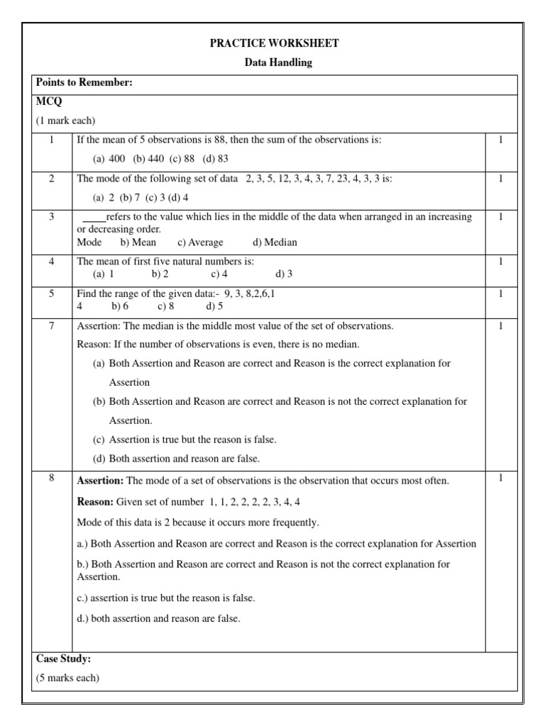 Class 7 - Data Handling | Download Free PDF | Arithmetic Mean | Median