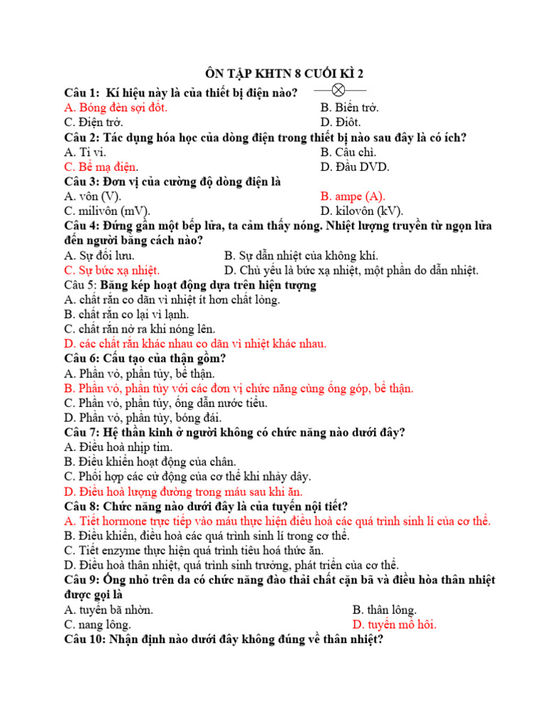 ÔN TẬP KHTN 8 CUỐI KÌ 2 | PDF