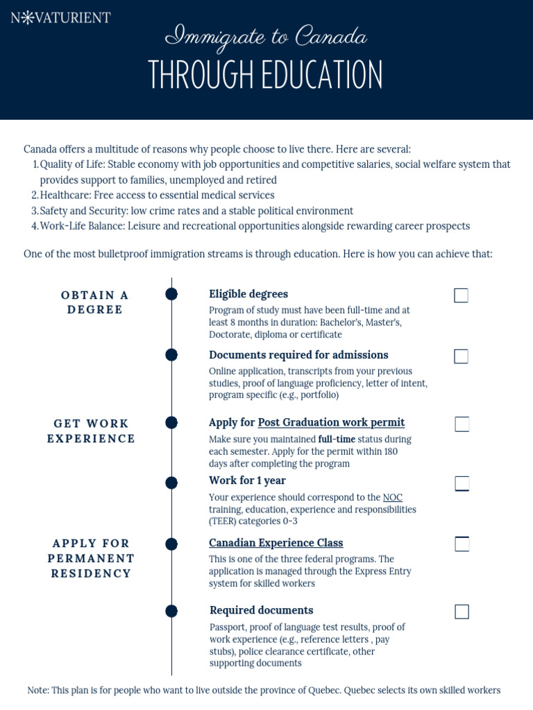Immigration Through Education Checklist | PDF | Academic Degree