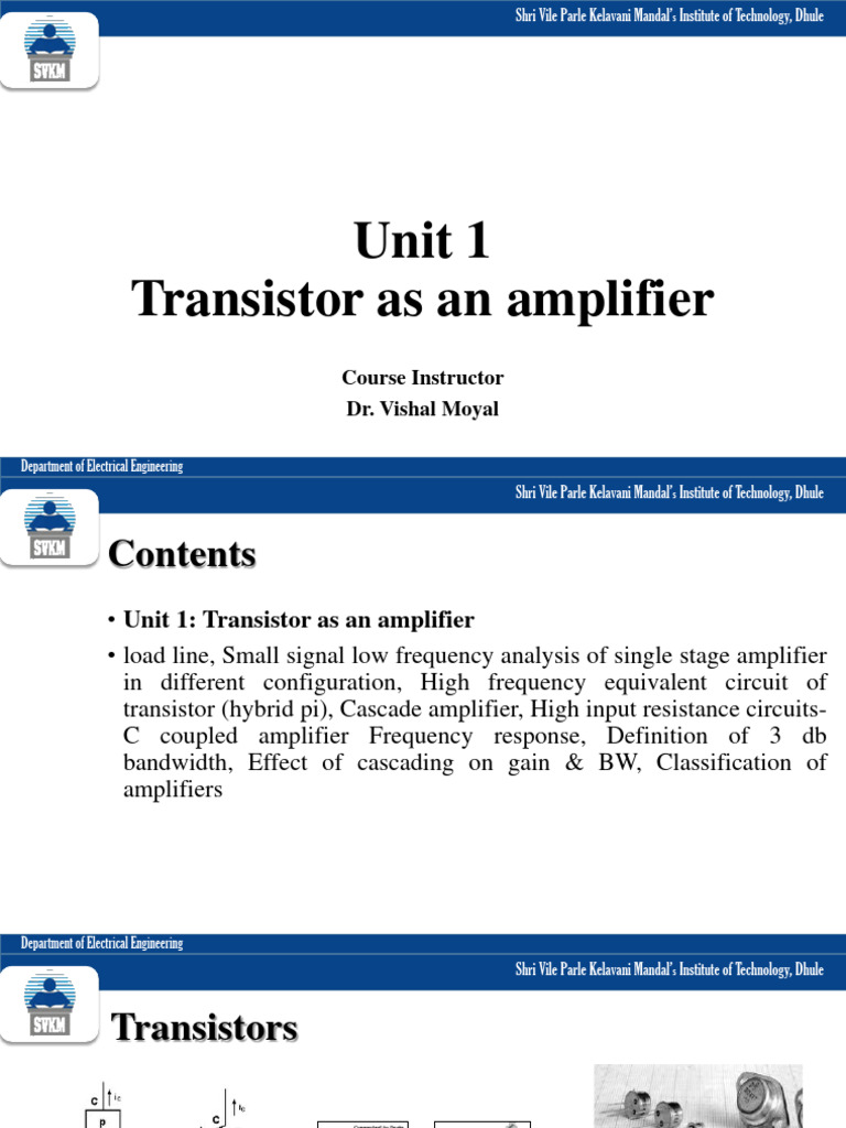 ADE U1 PPT 1 | PDF | Bipolar Junction Transistor | Amplifier