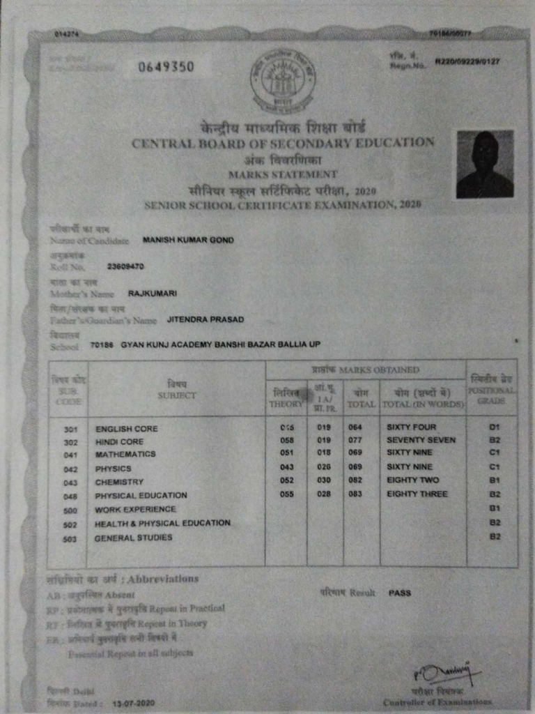 12th Marksheet - Compressed | PDF