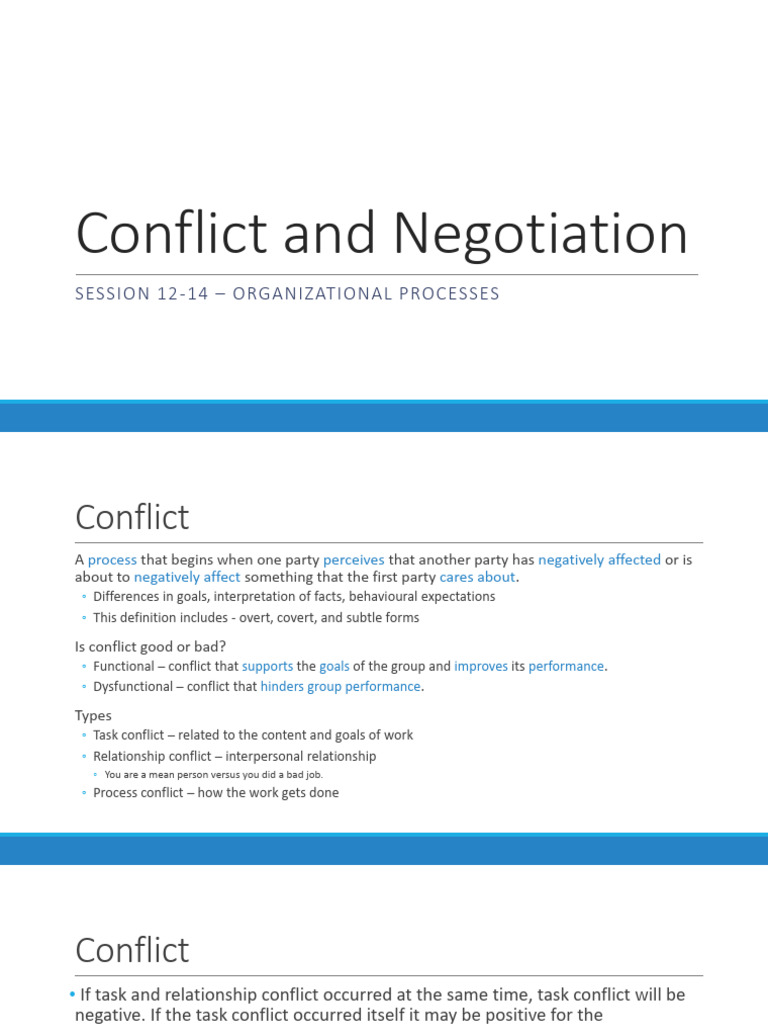 Conflict and Negotiation Section 1 | PDF | Negotiation | Bargaining