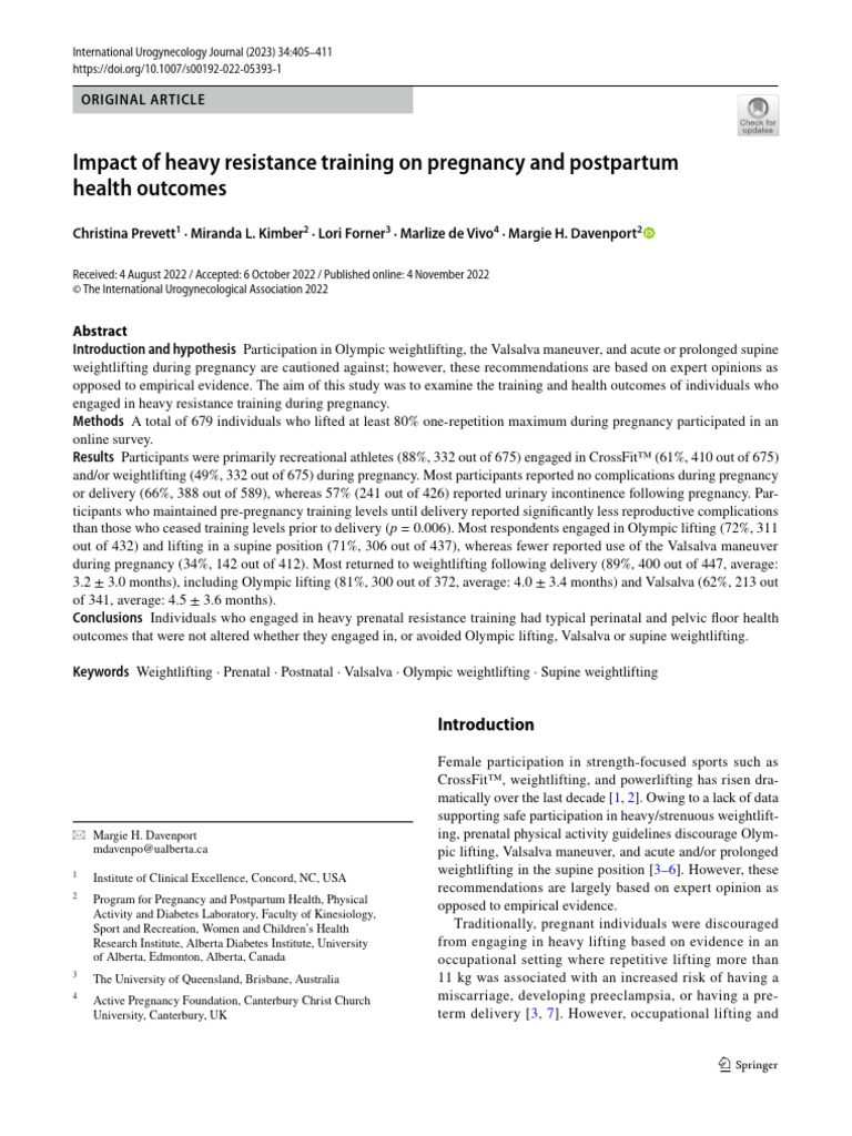 Impact of Resistance Training On Pregnancy and Postpartum Health ...