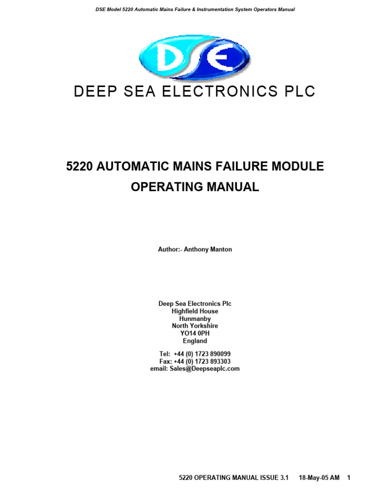 DSE5220 Manual v3.1 | PDF | Electrical Connector | Mains Electricity