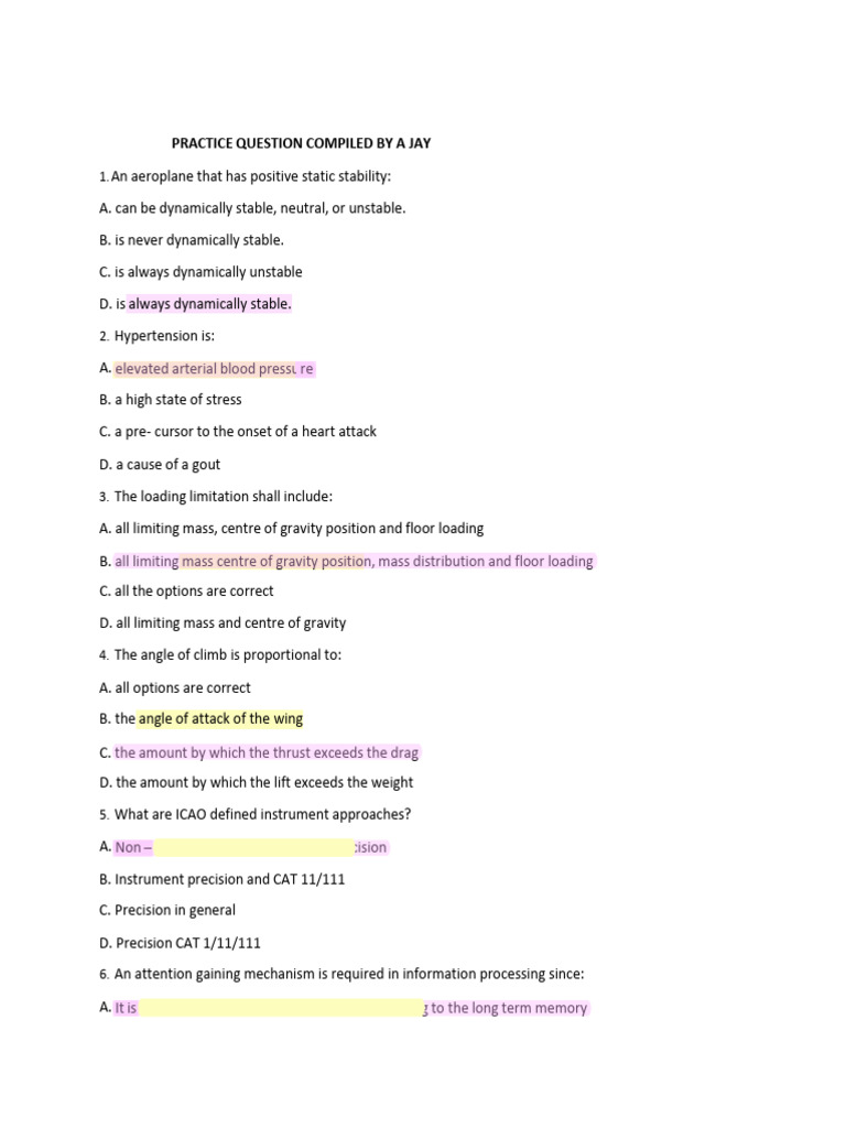 Paper 1 Practice Question Compiled by A Jay | PDF | Jet Stream | Cloud