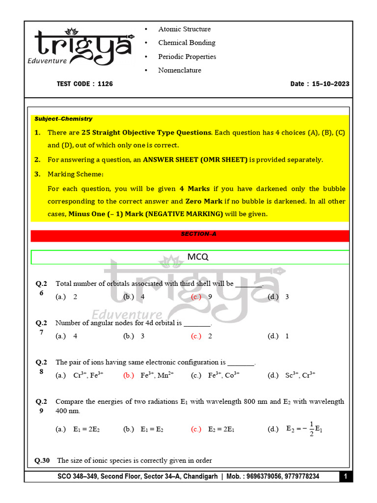 11 at Struc, Chem Bond, Period Prop, Nomen (JEE) On 15-10-23 | PDF ...