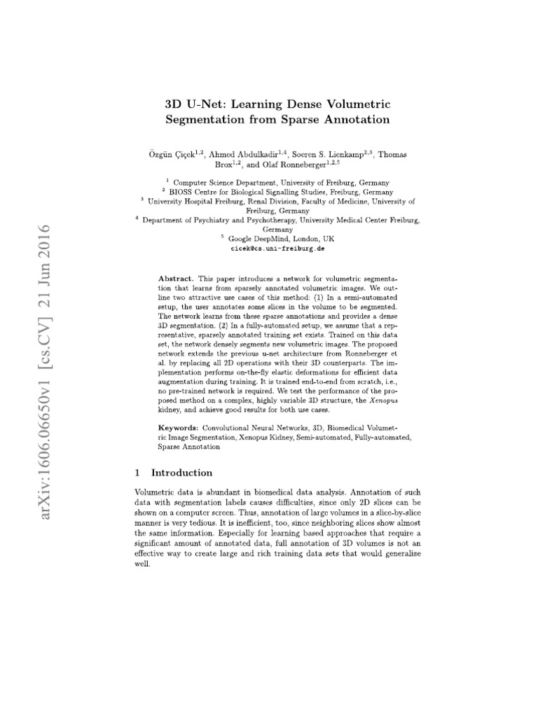 3D U-Net Learning Dense Volumetric | PDF