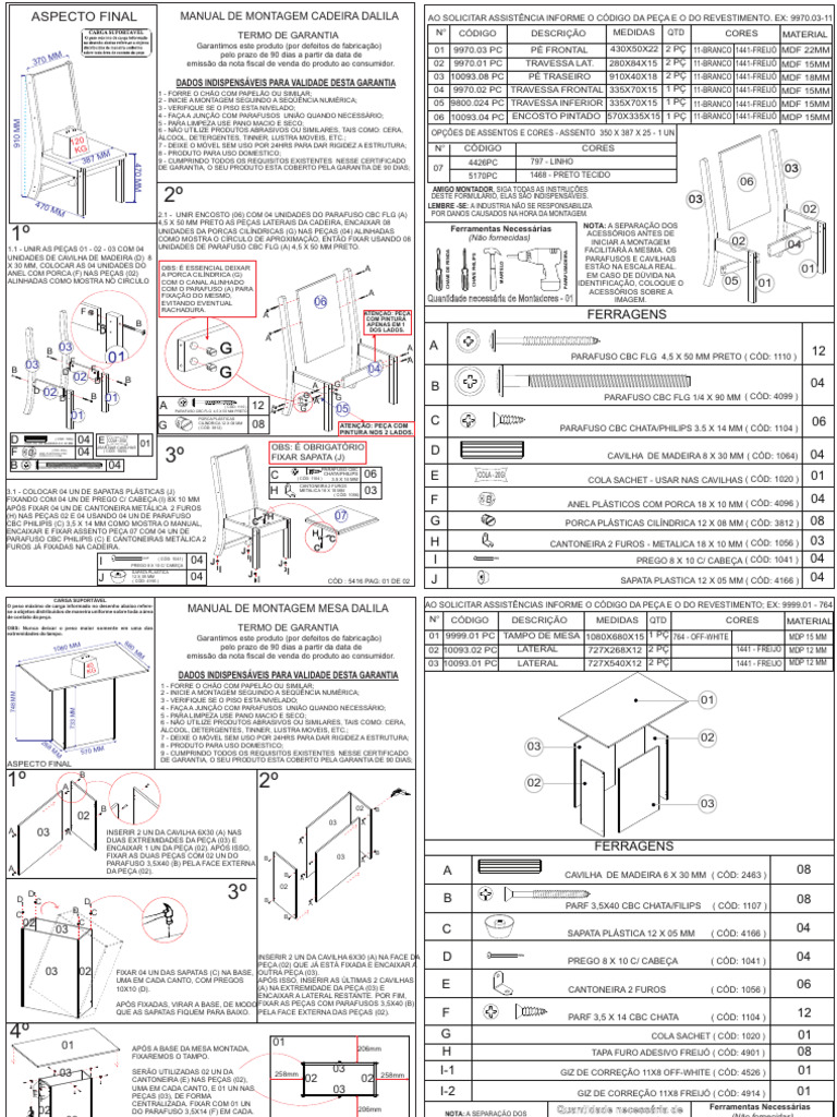 Manual Mesa | PDF | Parafuso | Ferramentas