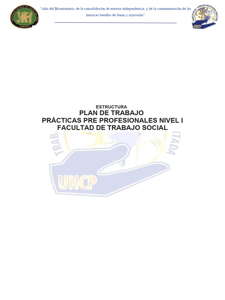 Estructura Plan de Trabajo Pract. 2024-1 | PDF | Evaluación | Trabajo ... Estructura Plan de Trabajo Pract. 2024-1 | PDF | Evaluación | Trabajo ...