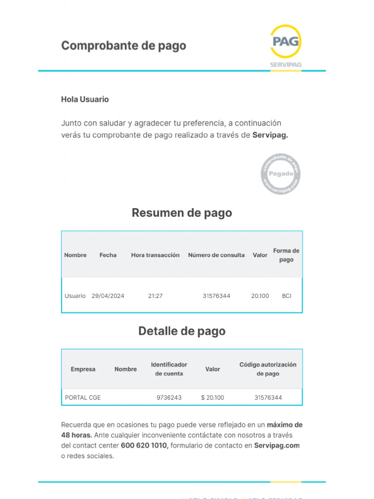 Comprobante de Pago | PDF