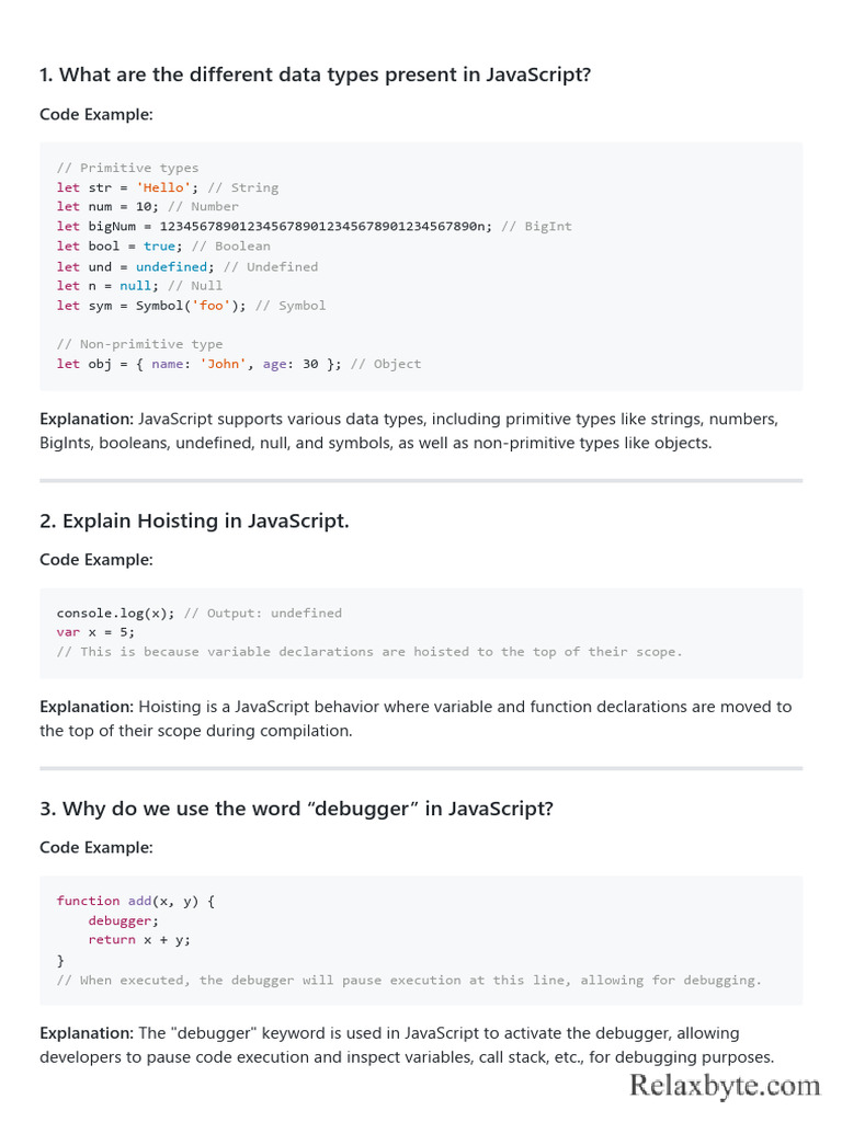 Javascript Interview Question PDF by Relaxbyte Watermark | PDF | Scope ... Javascript Interview Question PDF by Relaxbyte Watermark | PDF | Scope ...