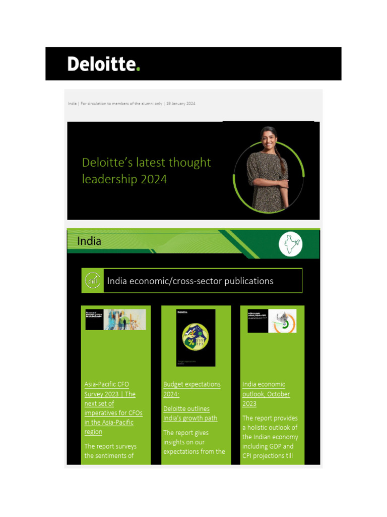 Deloitte's Latest Thought Leadership 2024: India Economic/cross-Sector ...
