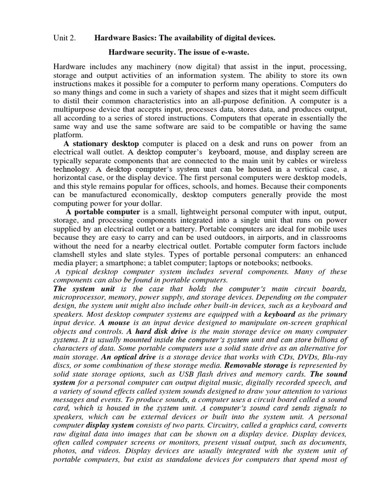 Understanding Computer Hardware Basics | PDF | Laptop | Computer Data Storage