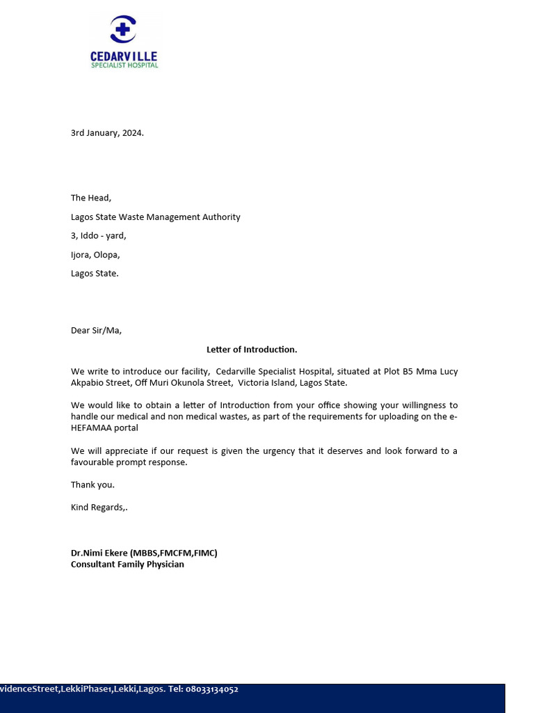 Letter of Intent to LAWMA | PDF