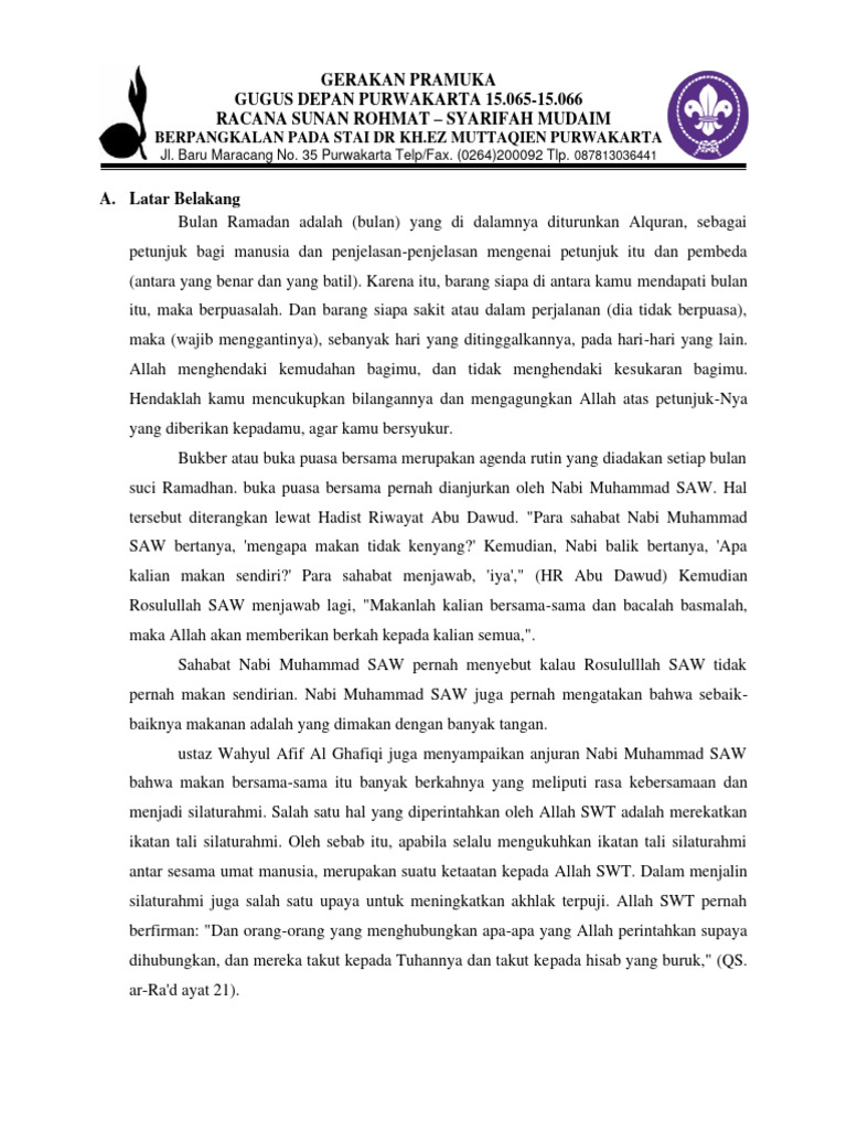 Proposal Bukber Pramuka 2024 | PDF