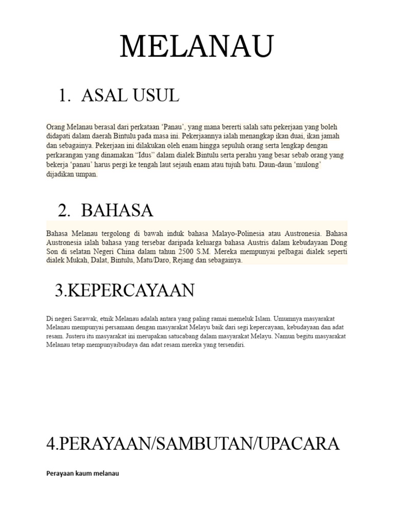 Asal Usul dan Budaya Kaum Melanau | PDF | Seni