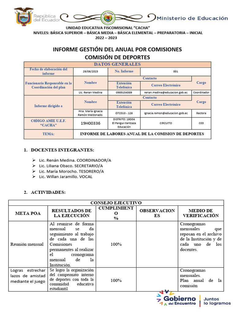 Formato Informe Comisiones Anual | PDF