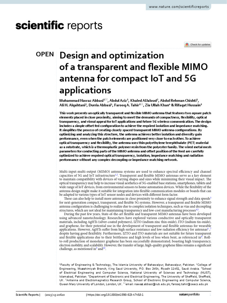 Transparent Flexible MIMO Antenna Design | PDF | Antenna (Radio) | Mimo