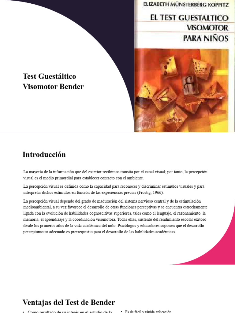 Test Gestáltico Visomotor Bender | PDF | Percepción | Sicología