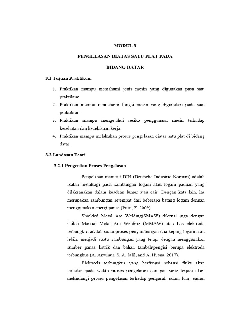 Modul 3 Pengelasan Diatas Satu Plat Pada | PDF