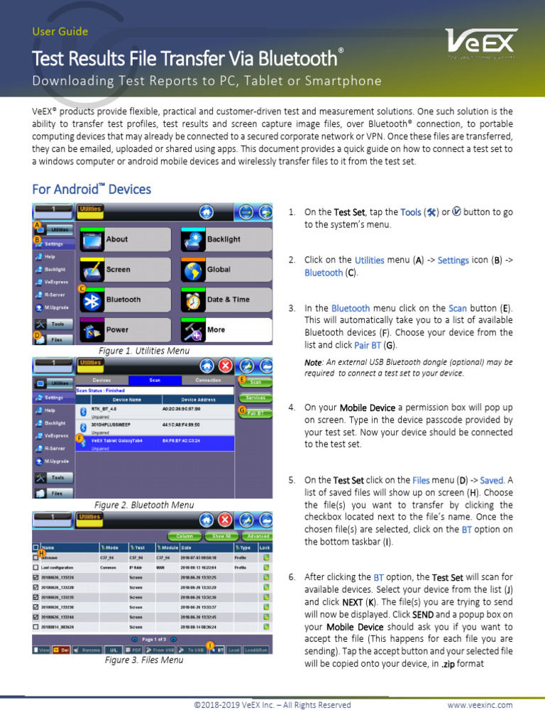VeEX-Test Results Transfer Via Bluetooth-User Guide-D08!00!046 B00 ...