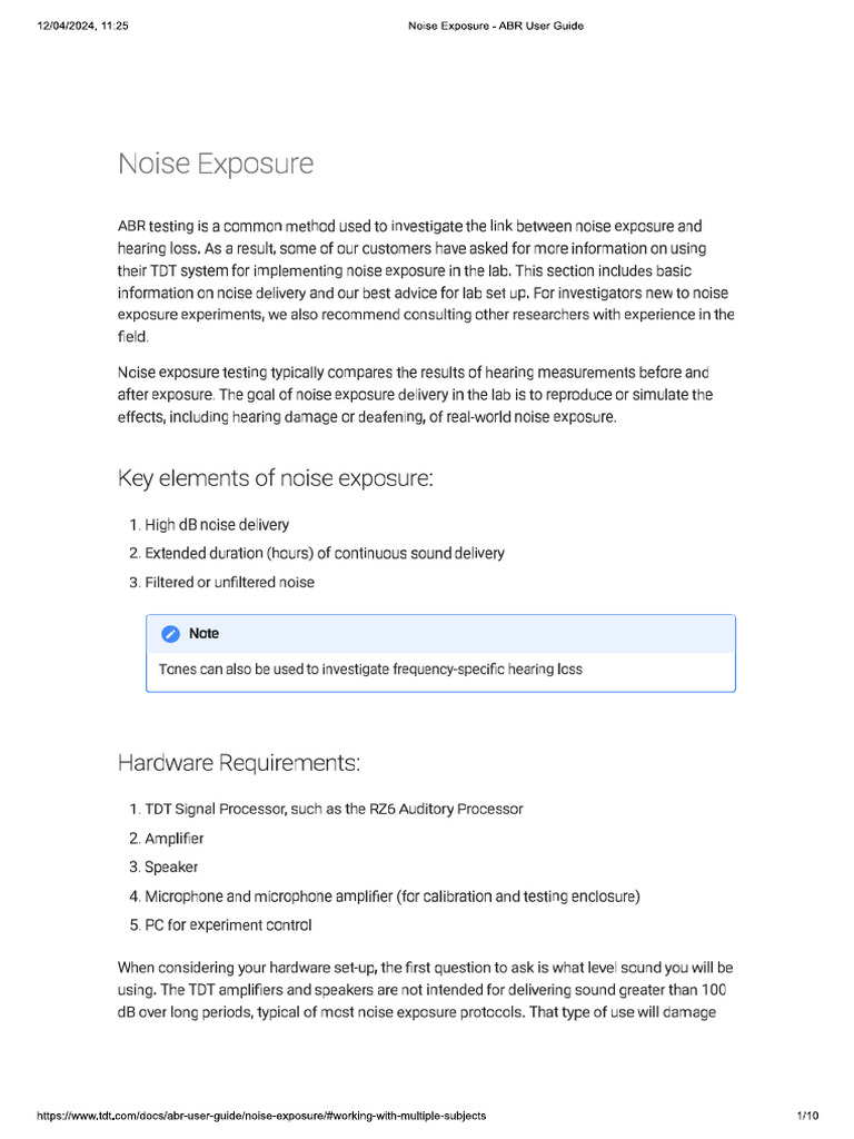 Noise Exposure Tucker Davis | PDF