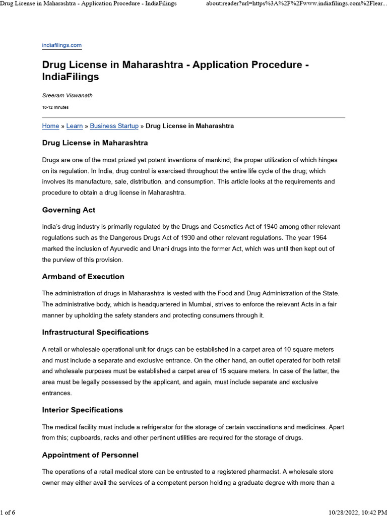 Drug License Steps Maharashtra | PDF | Pharmacist | Drugs
