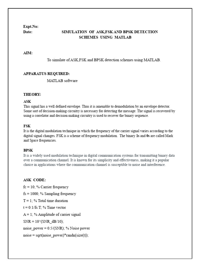 Exp - 9 | PDF | Modulation | Signal To Noise Ratio Exp - 9 | PDF | Modulation | Signal To Noise Ratio