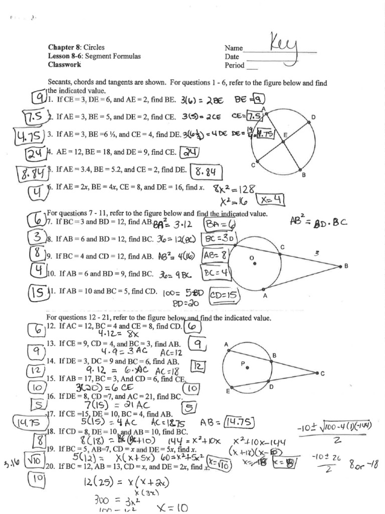 Special Segments of Circles Additional Practice Solutions | PDF