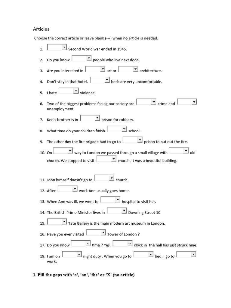 Articles Practice | PDF