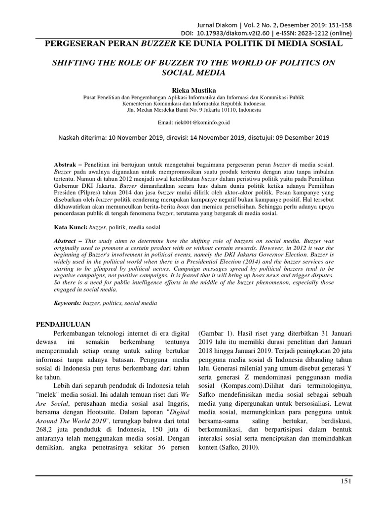 Influencer - Pergeseran Peran Buzzer | PDF