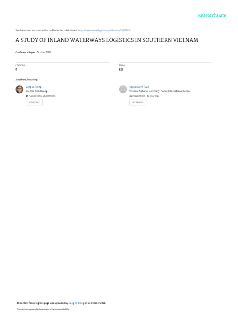 A Study of Inland Waterways Logistics in Southern Vietnam | PDF | Logistics | Supply Chain ...