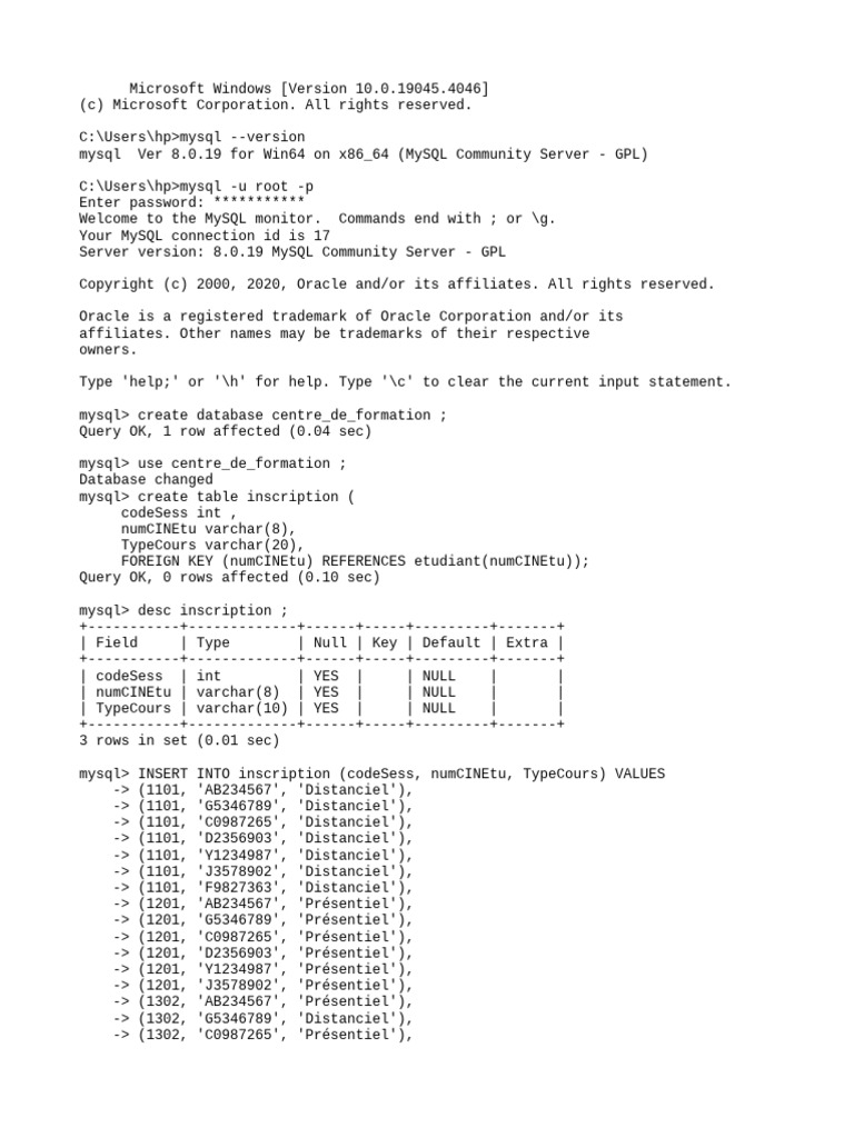 TP6 | Download Free PDF | My Sql | Data Management
