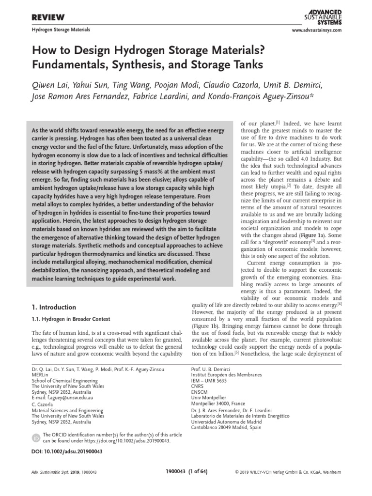 Designing Effective Hydrogen Storage Materials | PDF | Hydrogen ...