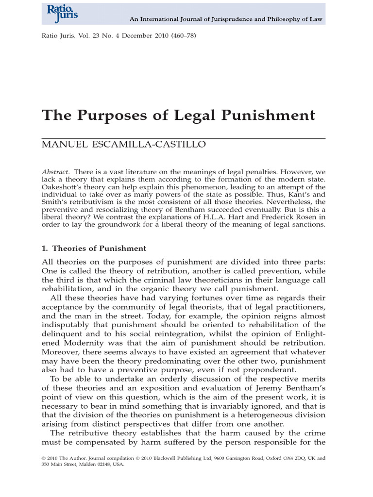 The Purposes of Legal Punishment | PDF | Crimes | Crime & Violence