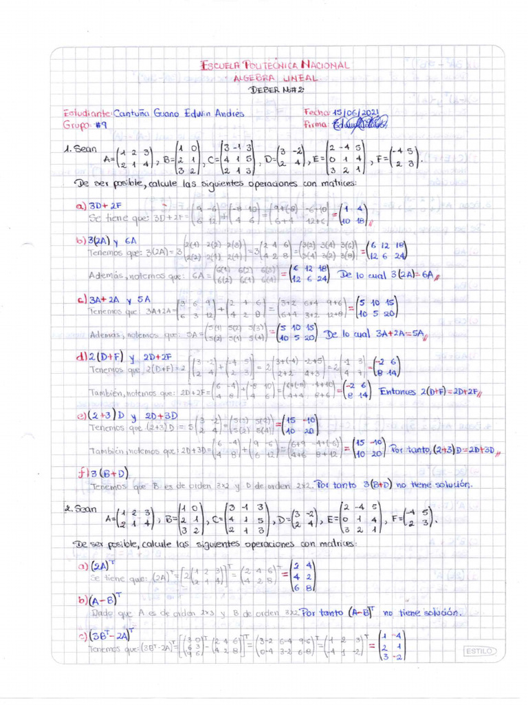 Deber 02 Algebra | PDF