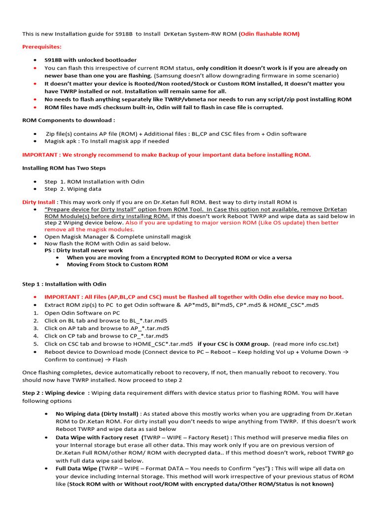 Installation Guide Full ROM 19nov23 | PDF | Read Only Memory | Booting