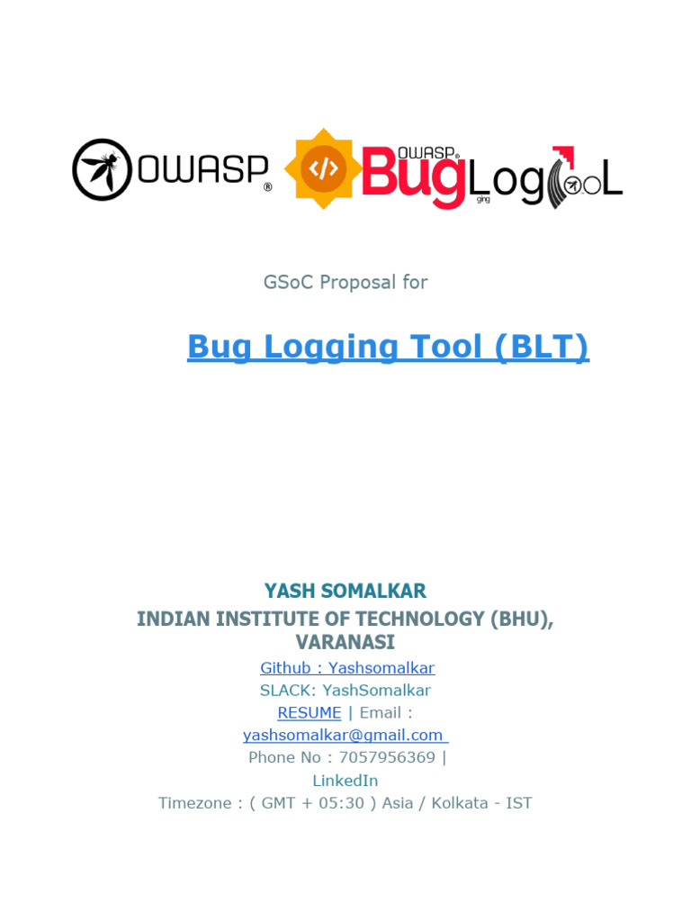 GSoC Proposal Bug Logging Tool (BLT) | PDF | Google Play | Mobile App