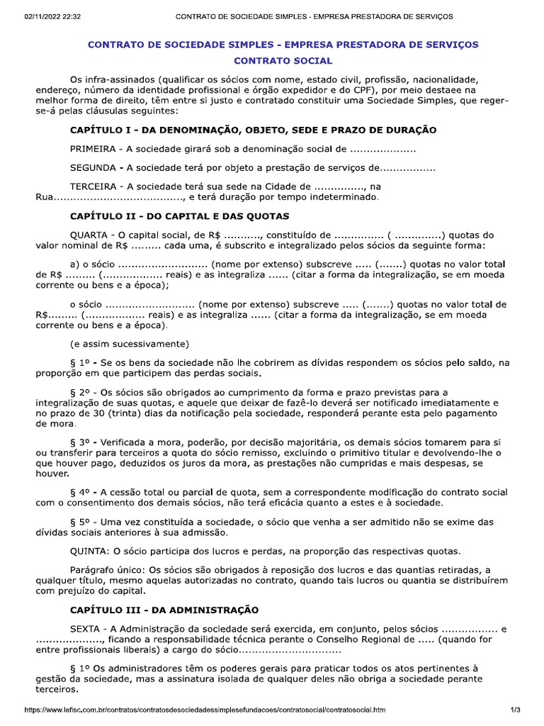 Modelo de Contrato Social | PDF