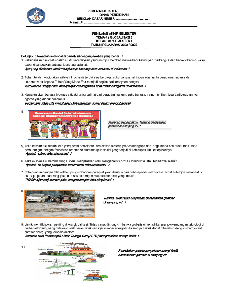 SOAL PAS TEMA 4 Kelas 5 | PDF