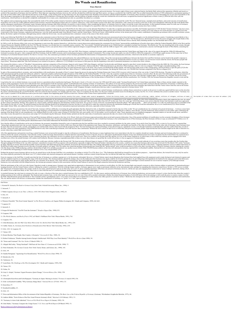 Die Wende and Reunification | PDF | German Reunification | East Germany